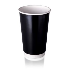 90mm 16oz Double Wall Hot Cup - Black | Oji Foodservice